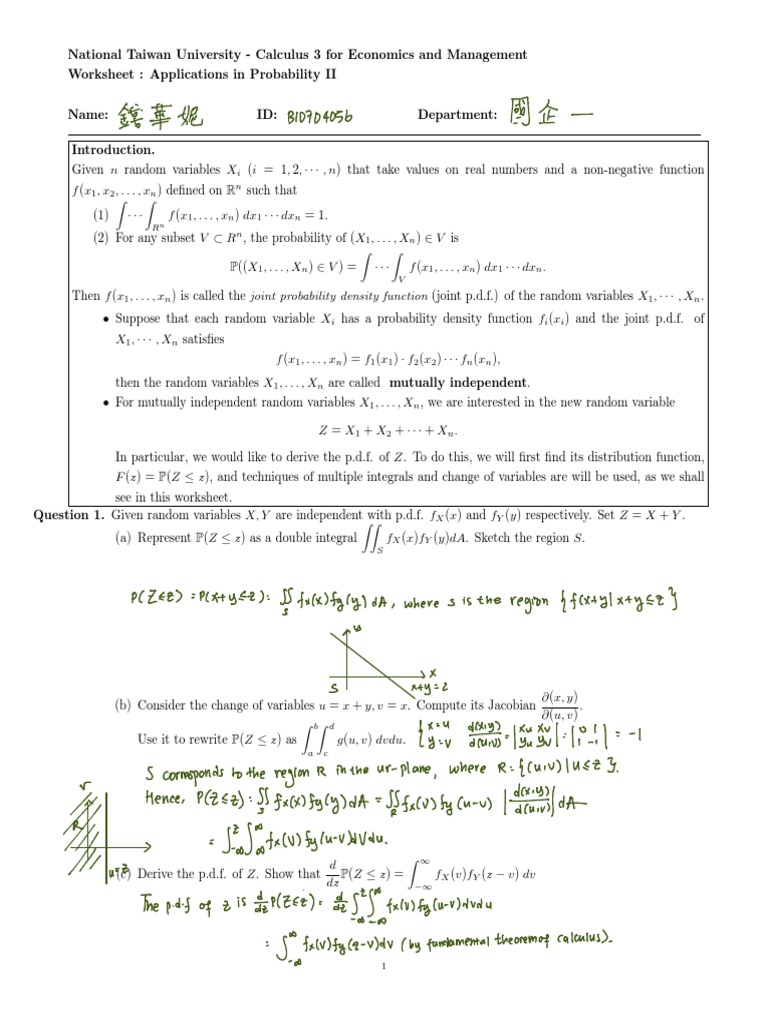 Worksheet Applications in Probability | PDF | Probability Density ... Worksheet Applications in Probability | PDF | Probability Density ...