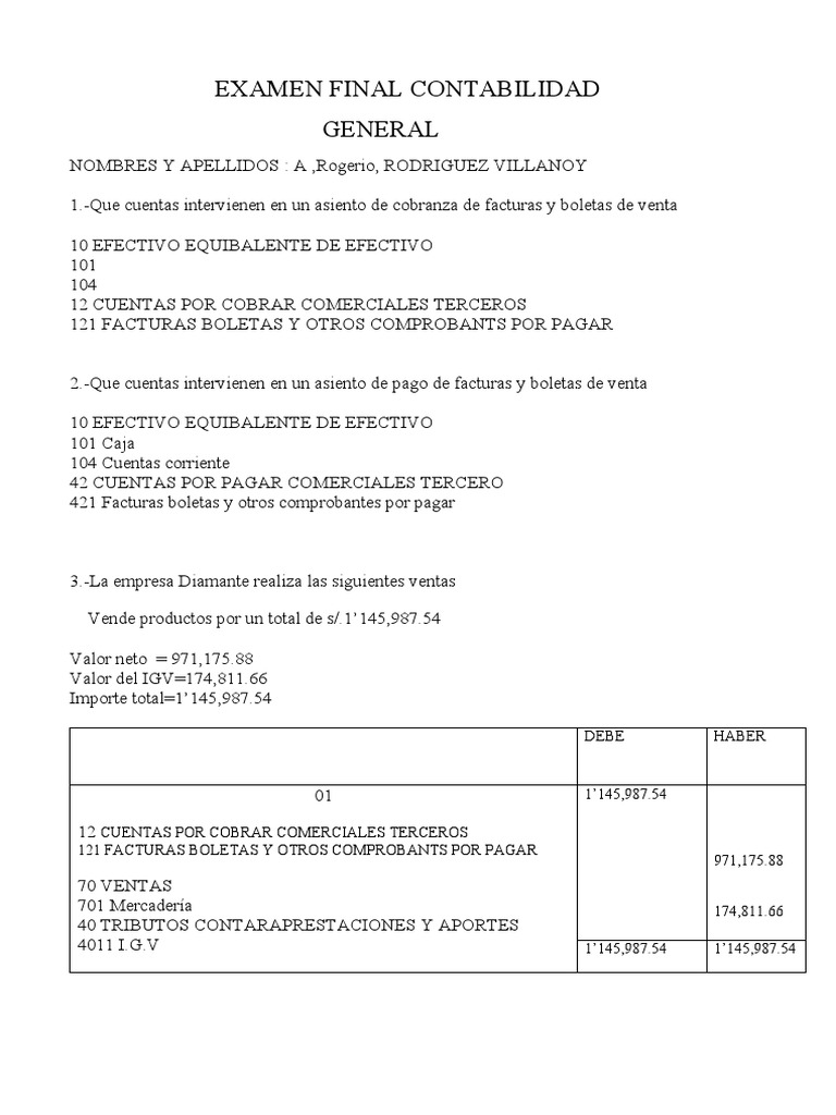 Examen Final Contabilidad 123 | PDF | Economias | Business