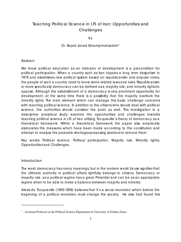 Teaching Political Science in Iran: Challenges | PDF