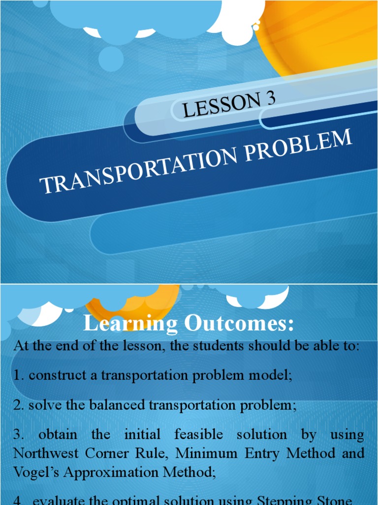 Lesson 3 Transportation Problem | PDF | Computer Science | Computational Science