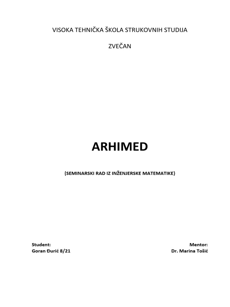 Seminarski - Arhimed | PDF