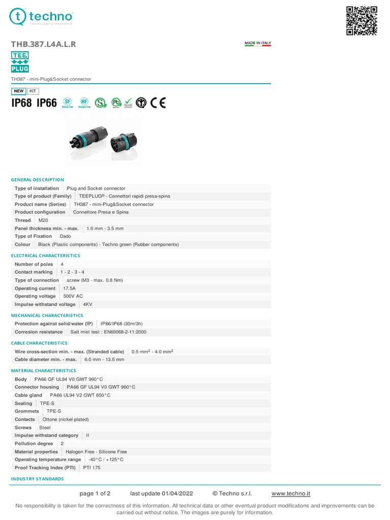 TECHNO EN THB 387 L4a L R | PDF | Electrical Connector | Electrical Engineering