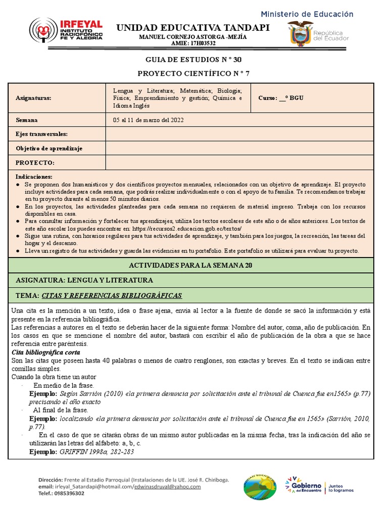 Guia de Estudios # 30 Proyecto Científico (7) - Segundo Bgu | Descargar gratis PDF | División ...