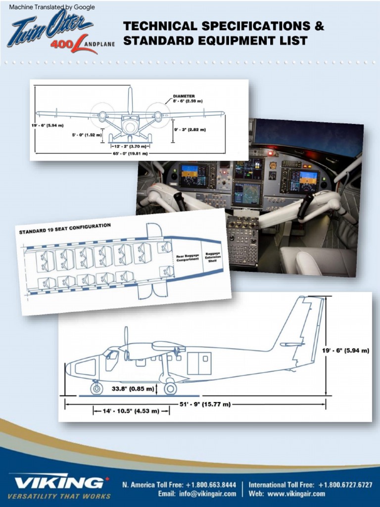 Viking Twin Otter 400l Technical Specifications - Final | PDF | Tren de aterrizaje | Spar ...