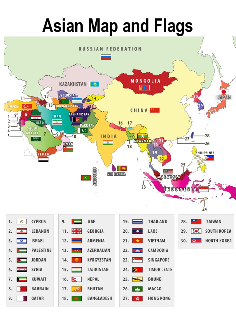 Asian Map and Flags | PDF