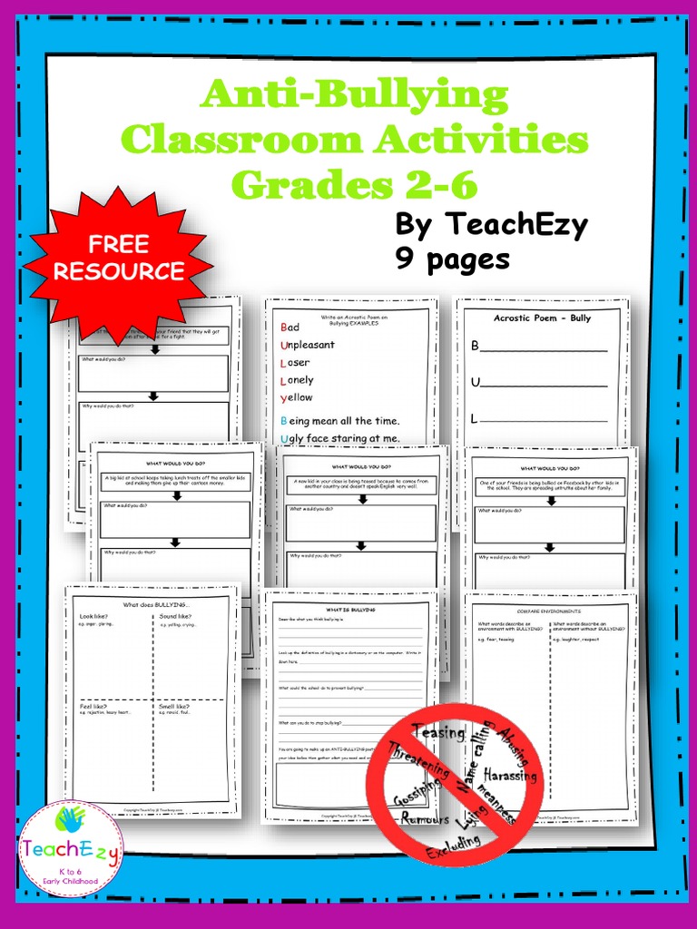 Anti-Bullying Classroom Activities Grades 2-6: by Teachezy 9 Pages ...