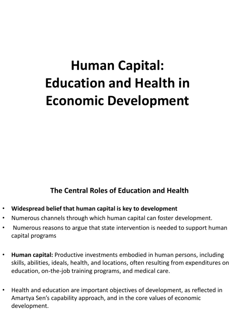 Education and Health in Economic Development | PDF | Human Capital ...