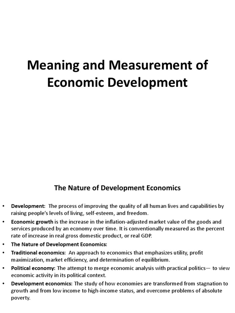 Meaning and Measurment of Economic Development | PDF | Cost Of Living ...