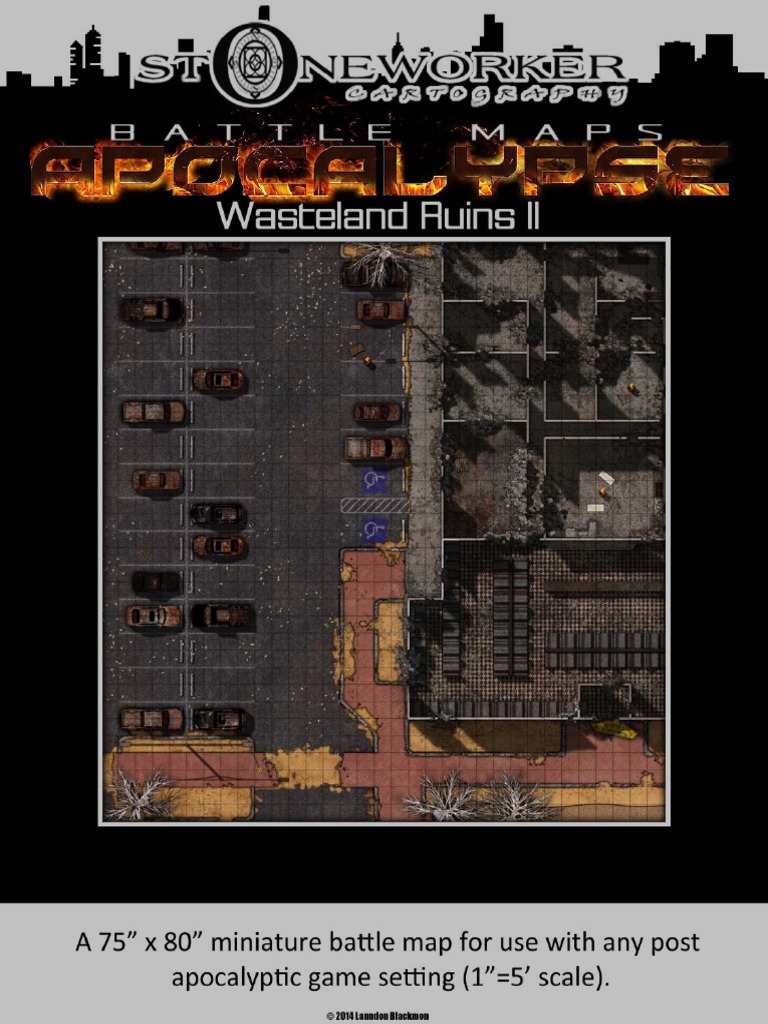 Battlemaps APOCALYPSE 16 Wasteland Ruins 2 FC SQ 01 | PDF | Map | Computing