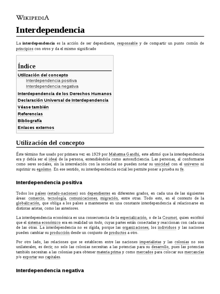 Interdependencia | PDF | Teoría de sistemas | Ciencia de sistemas