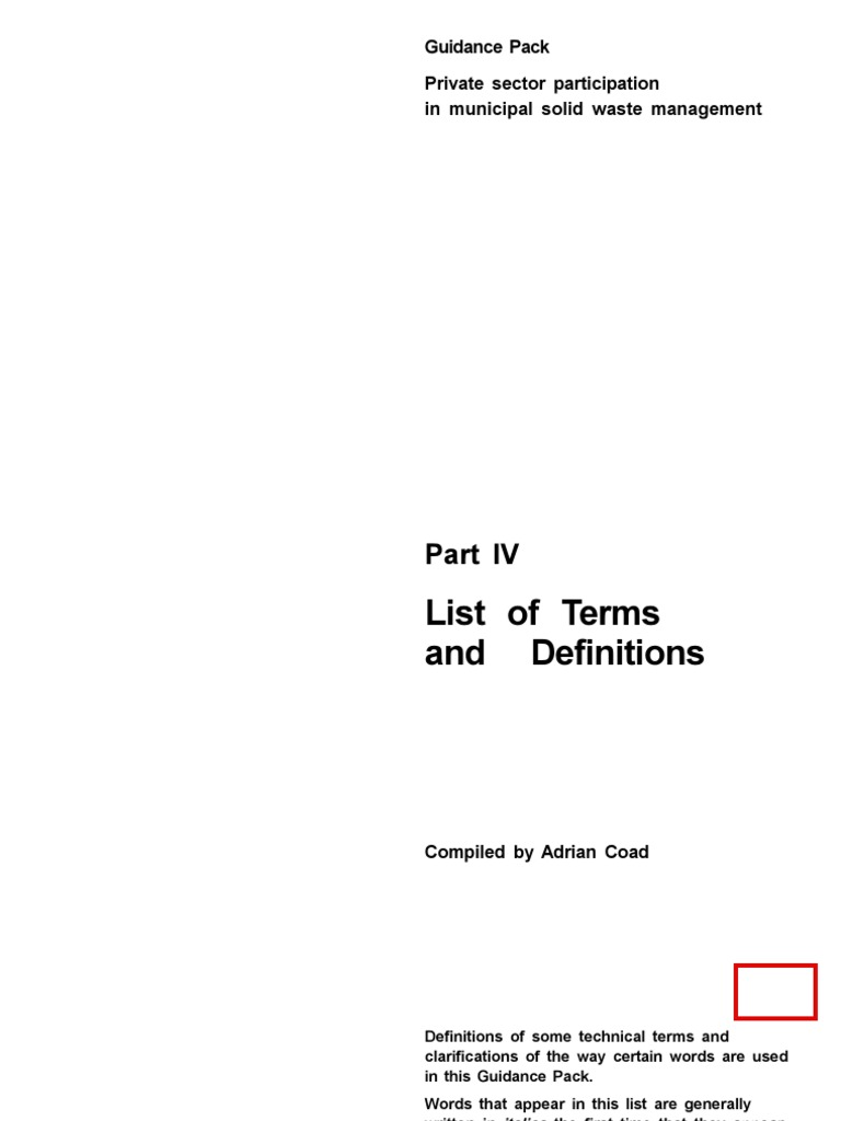 Terms and Definitions for Waste Management | PDF | Waste Management ...