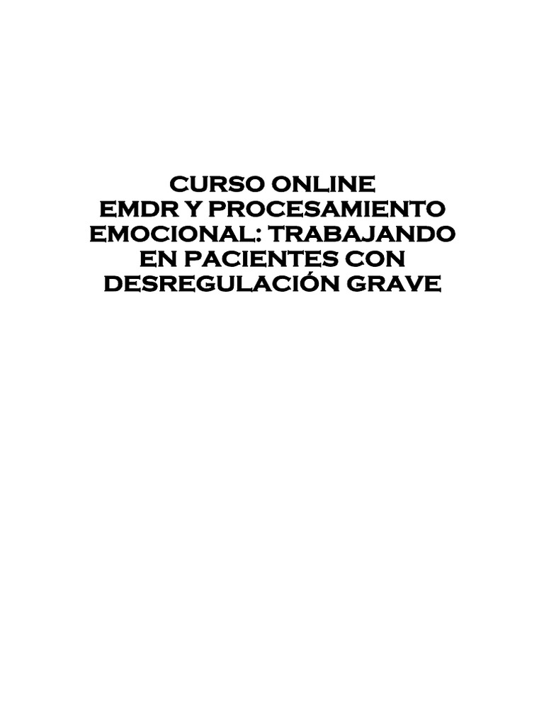 Manual Emdr Y Procesamiento Emocional Pdf Las Emociones