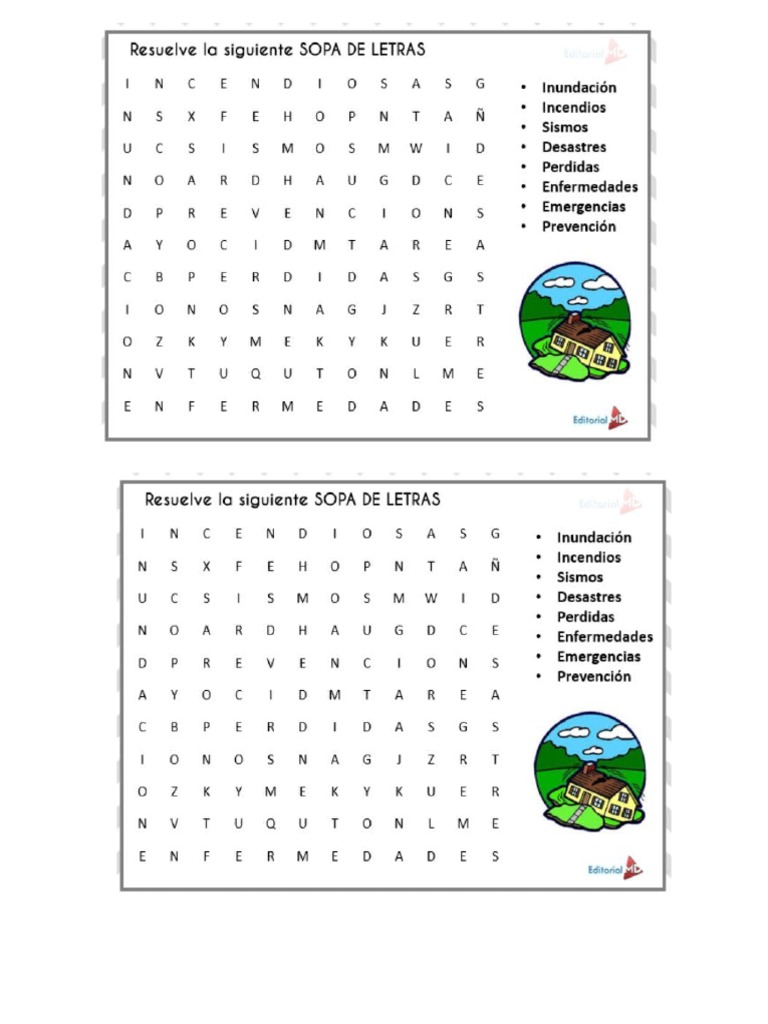 sopa letras desastres | PDF