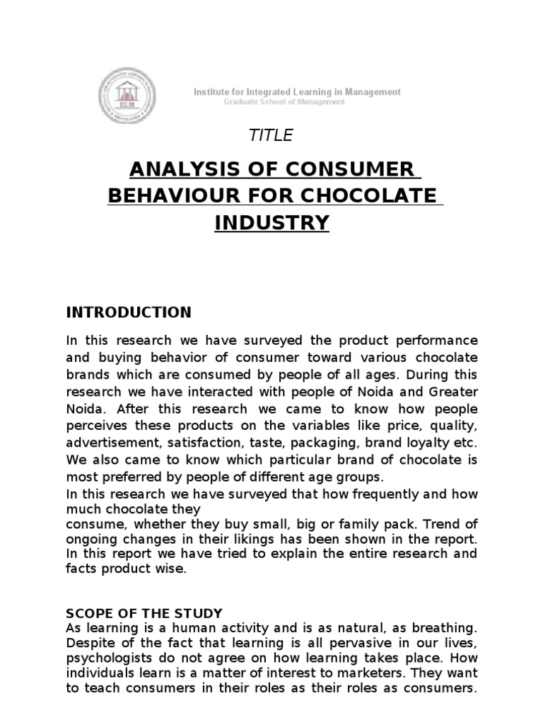 Choclate Industry | PDF | Chocolate | Consumer Behaviour
