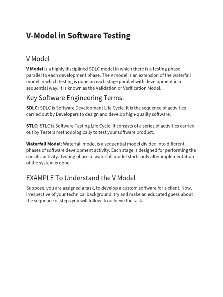Chapter 3 SDLC STLC V Model PDF Software Development Process