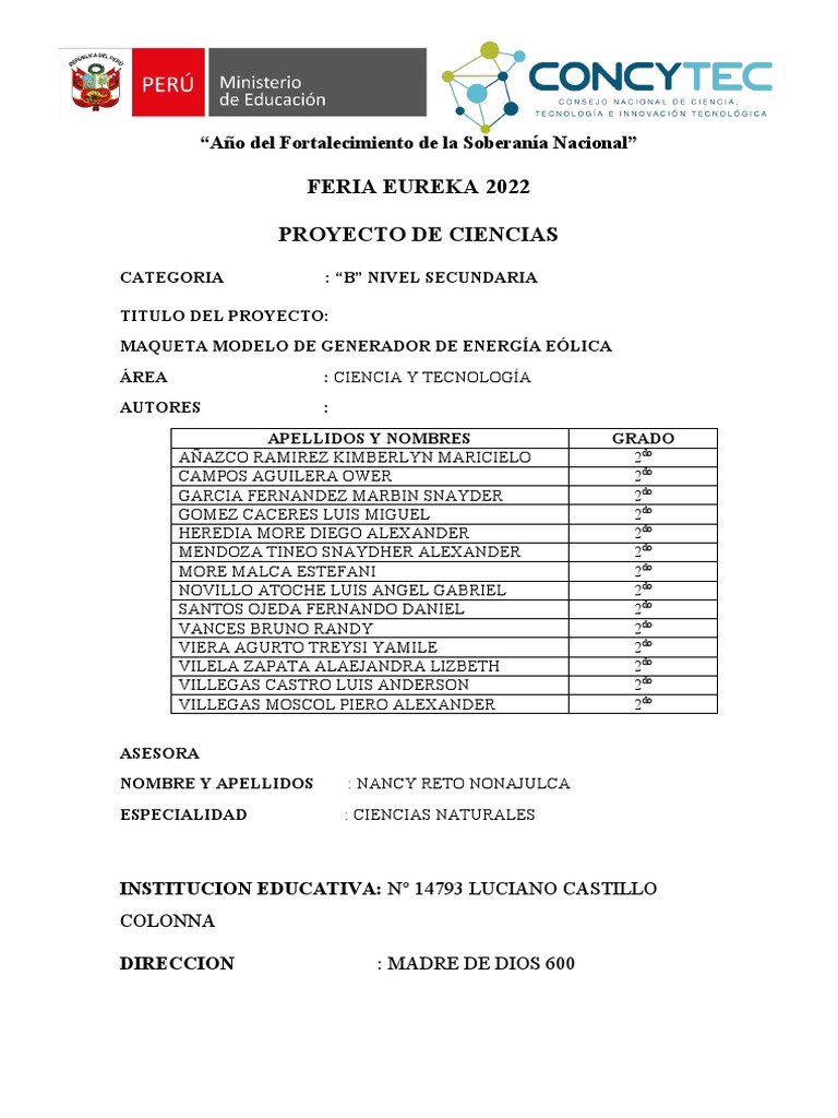 Logos Del MINEDU y Del CONCYTEC | PDF | Energía eólica | Electricidad renovable