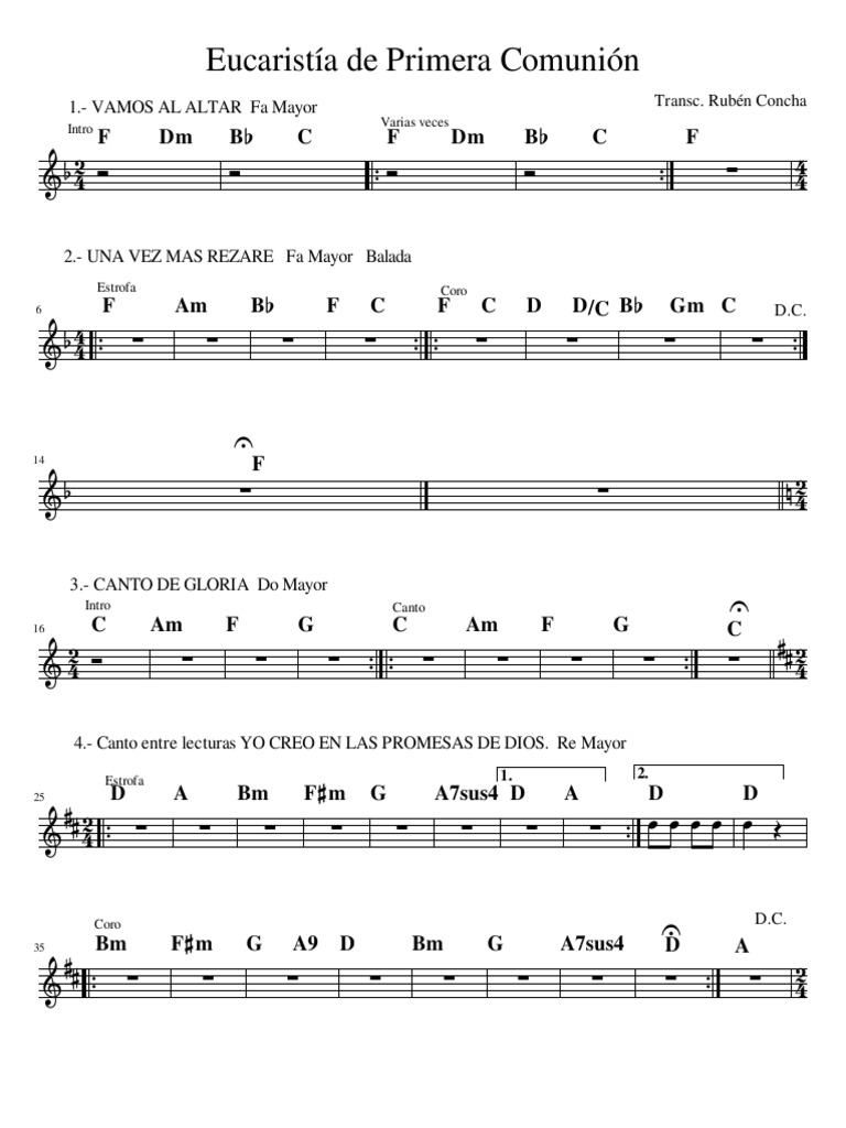 Cantos Primera Comunion | PDF | Teoría musical