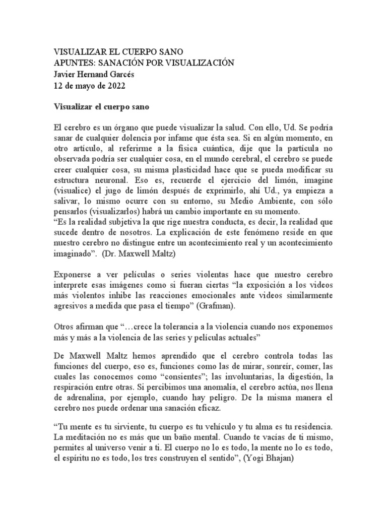 Visualizar El Cuerpo Sano Final | PDF | Mente | Abdomen