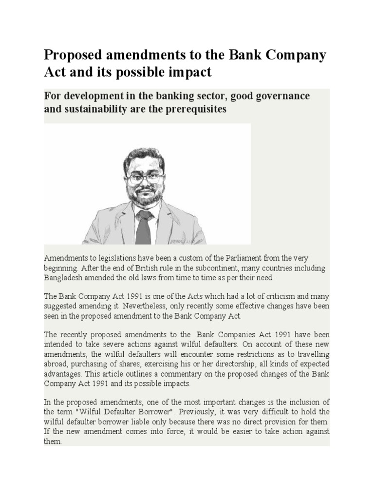 Proposed Amendments To The Bank Company Act and Its Possible Impact ...
