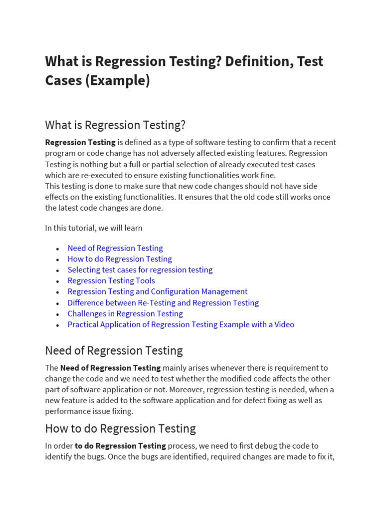 Chapter 1 - Regression Testing | PDF | Software Testing | Software ...