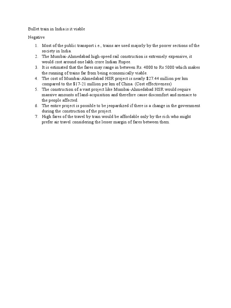 Bullet Train Negative Pointers | PDF | Technology & Engineering