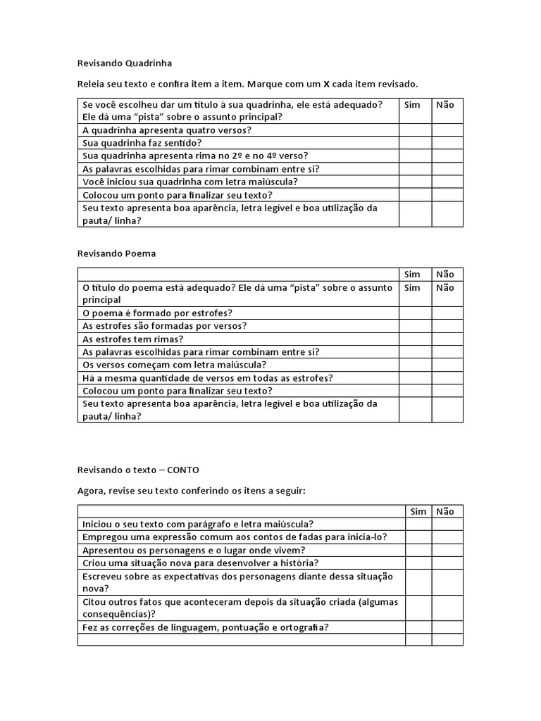 Tabela de Correção Novo | PDF | Contos | Poesia