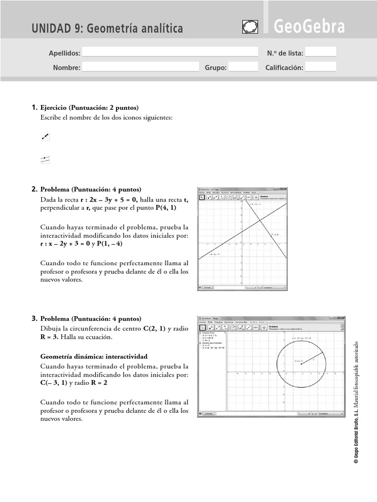prueba_evaluacion_2_u09 | PDF | Línea (geometría) | Ecuaciones