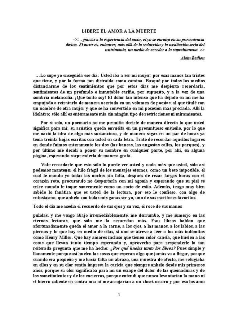 Libere El Amor A La Muerte | PDF | Amor