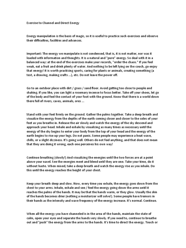 Energy Channeling and Direction Exercises | PDF | Breathing