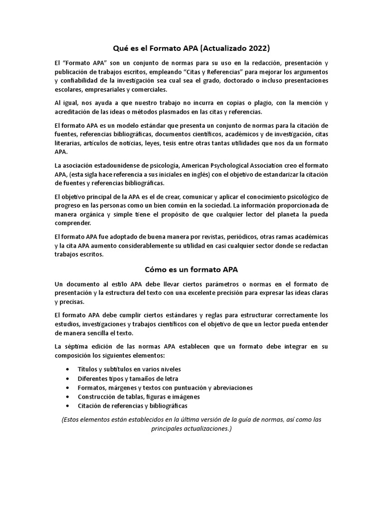 Guía del Formato APA 2022 | PDF | Estilo apa | Bibliografía