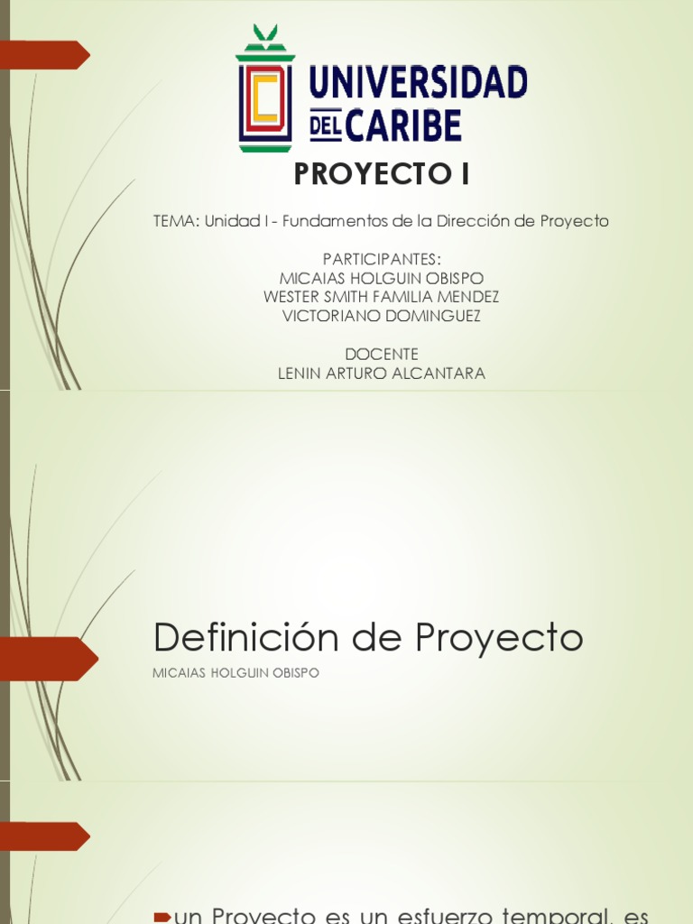 Unidad I Fundamentos de La Dirección de Proyecto | PDF | Gestión de proyectos | Análisis FODA