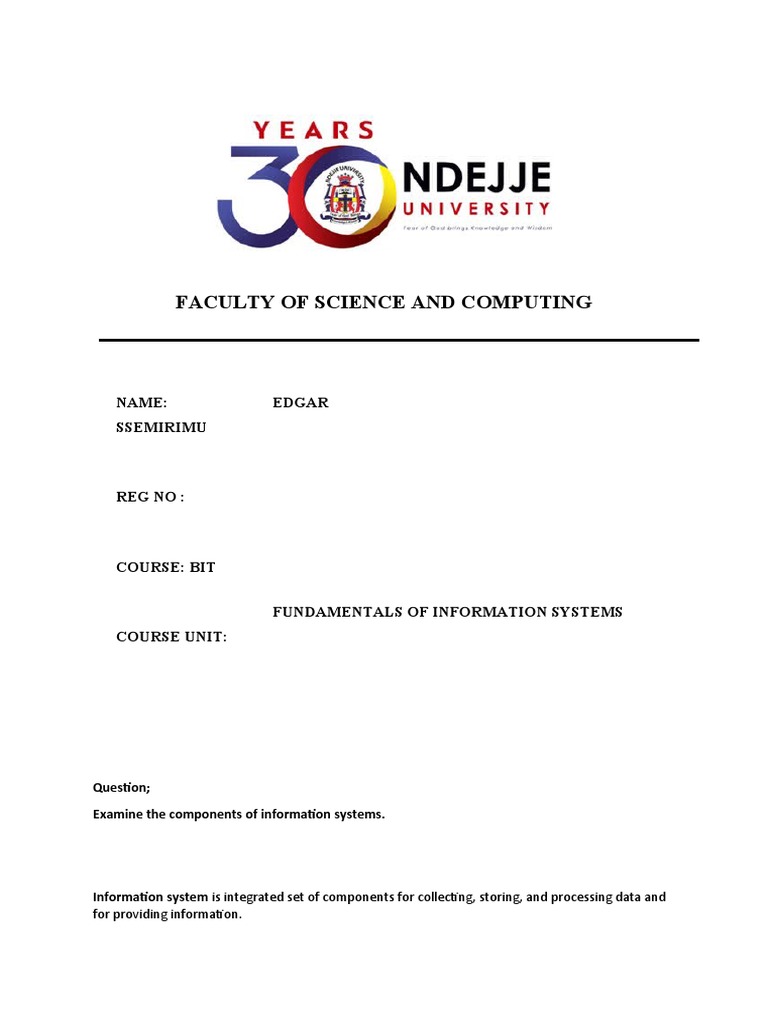 5 Components of Information Systems | PDF | Computer Hardware ...