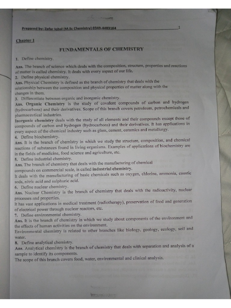 Chemistry Notes Class 9th | PDF