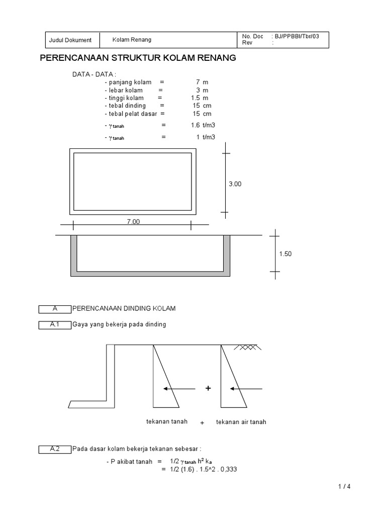 Perhitungan Struktur Kolam Renang | PDF
