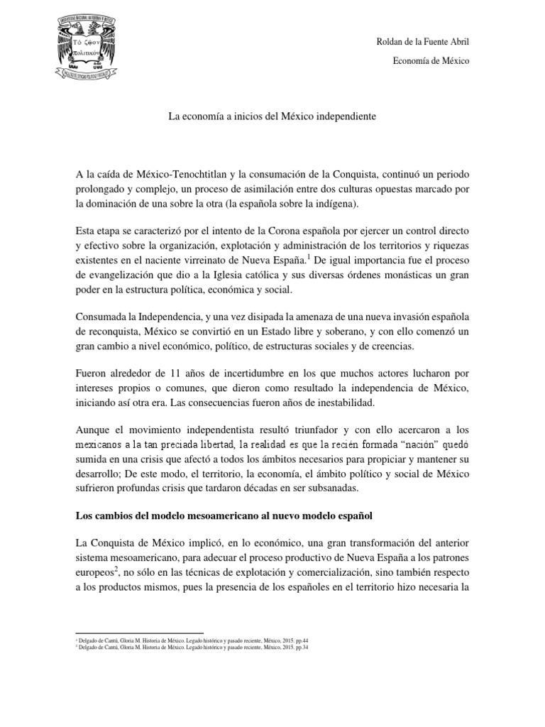 Roldan Abril - Economia México Independiente - Act1. | PDF | México ...