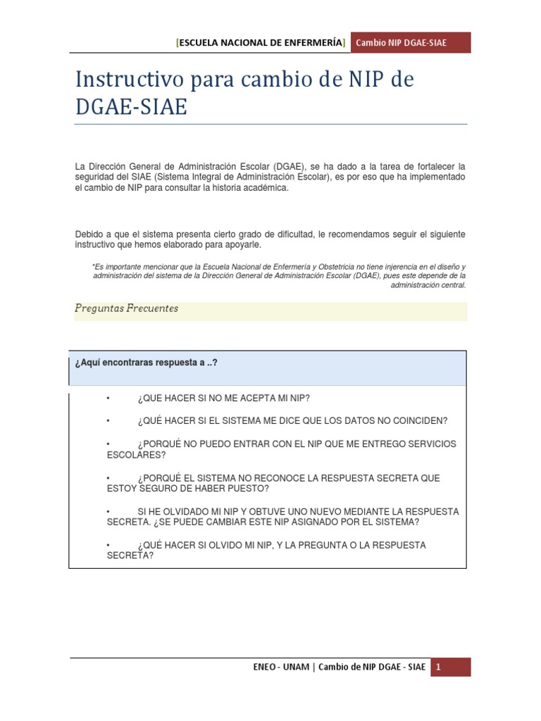 Cambio Nip Dgae Unam | PDF | Contraseña