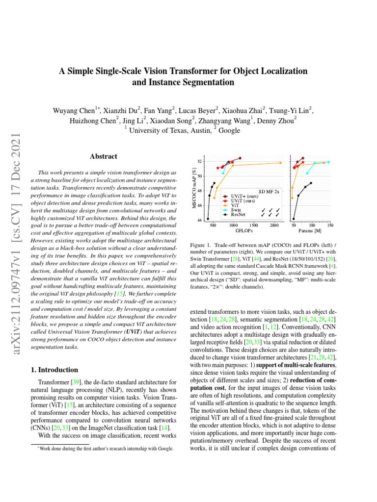 A Simple Single-Scale Vision Transformer for Object Localization | PDF | Image Segmentation ...