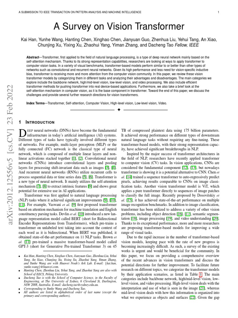 A Survey On Vision Transformer | PDF | Computer Vision | Applied Mathematics