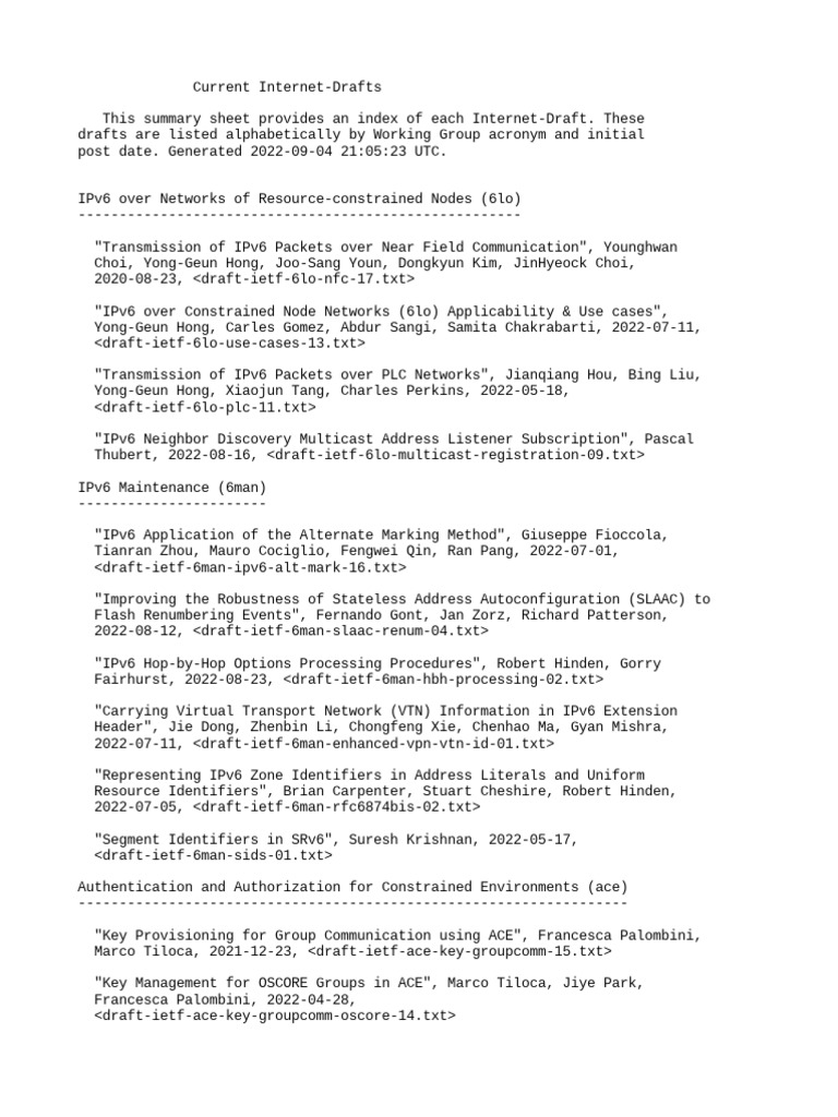 Internet-Drafts for Tech Experts | PDF | Domain Name System | I Pv6