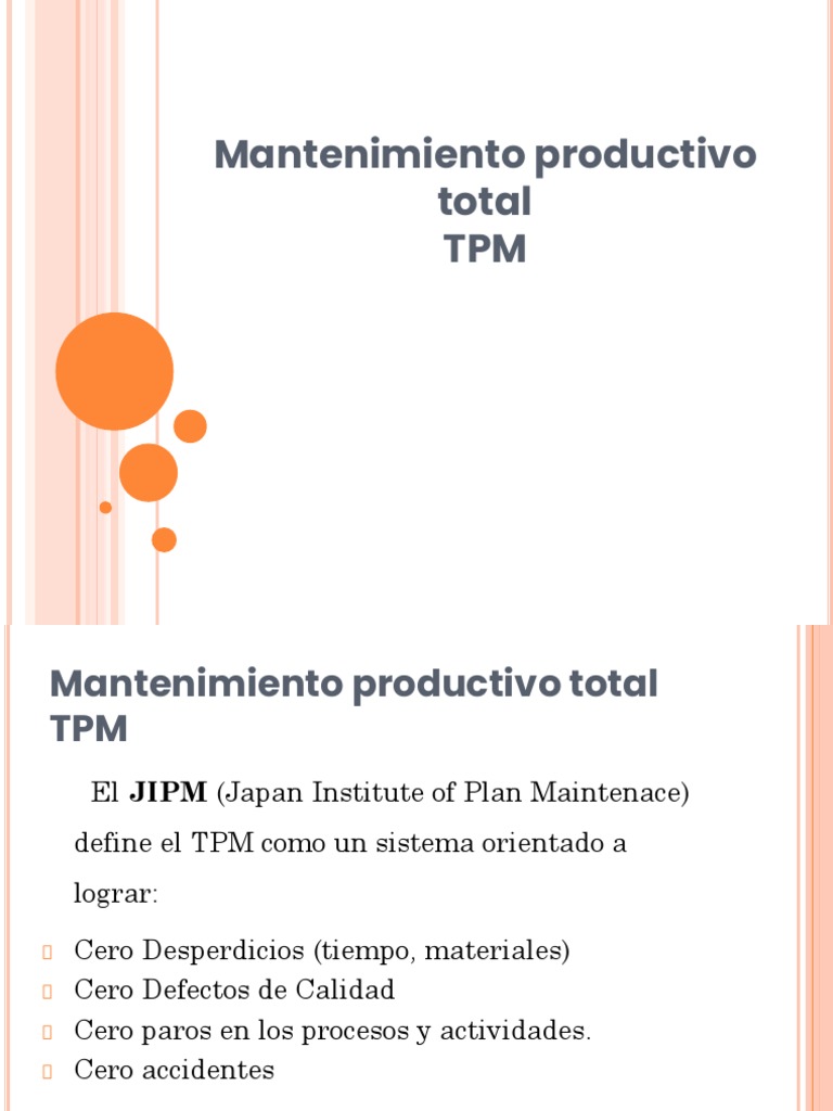 TPM mantenimiento productivo total | PDF