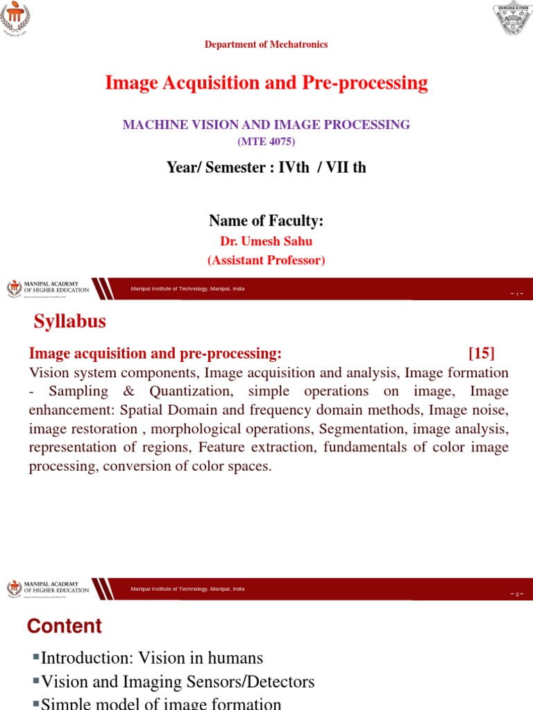 Image Acquisition and Processing Overview | PDF | Computer Vision ...