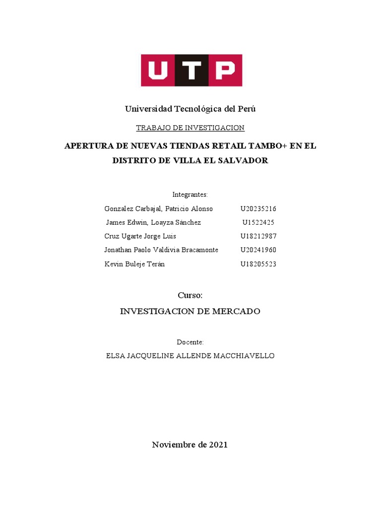 Trabajo Final Tambo 15 Noviembre | PDF | Lima | Marketing