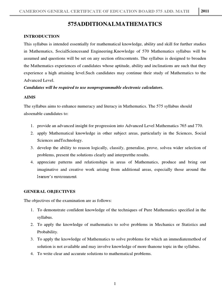 575 Additional Mathematics Pdf Trigonometric Functions Trigonometry