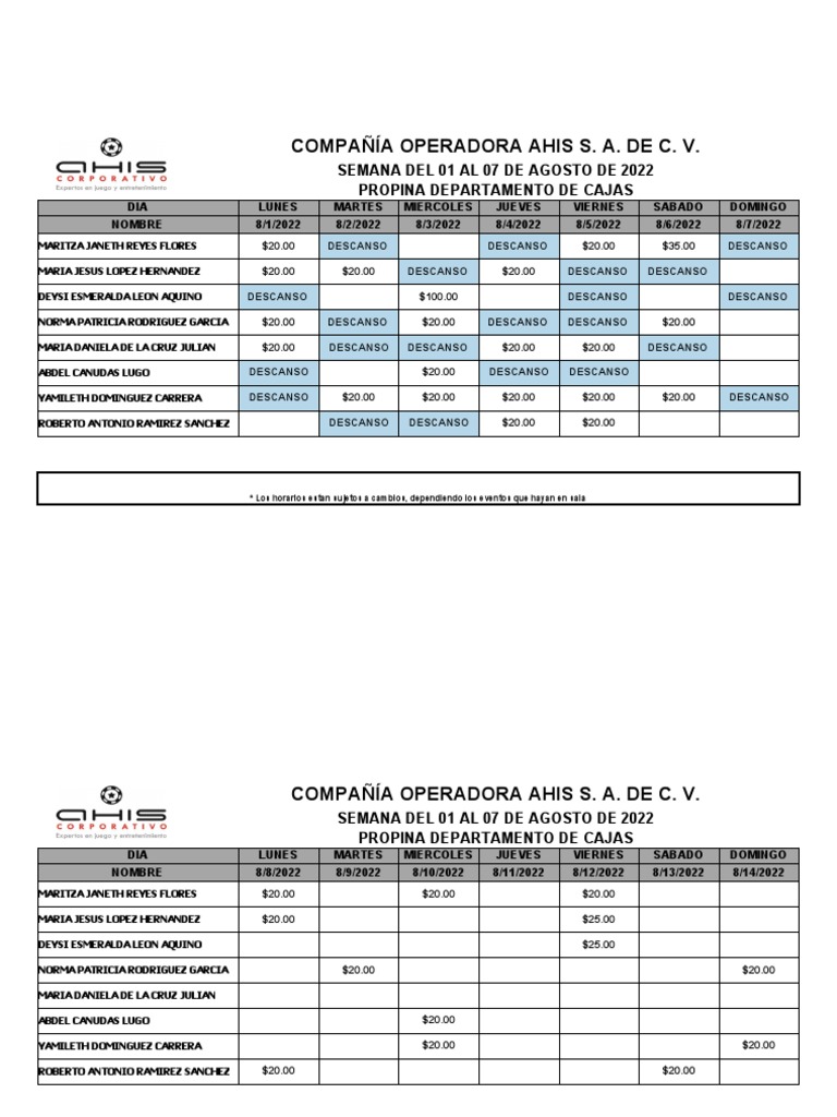 Formato de Propina | PDF