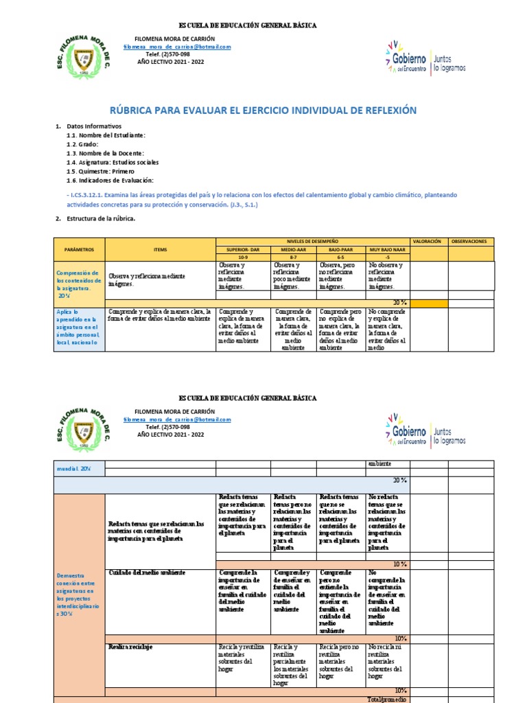 Rúbrica de Estudios Sociales | PDF | Reciclaje | Aprendizaje