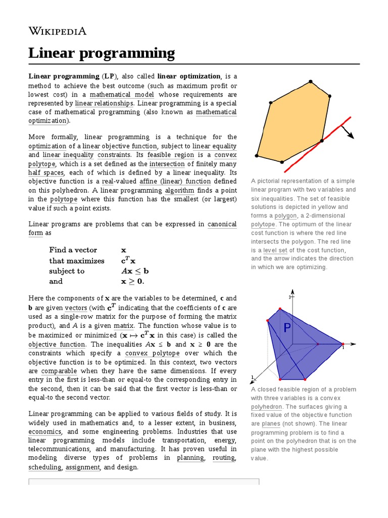 Linear_programming | PDF | Linear Programming | Mathematical Optimization