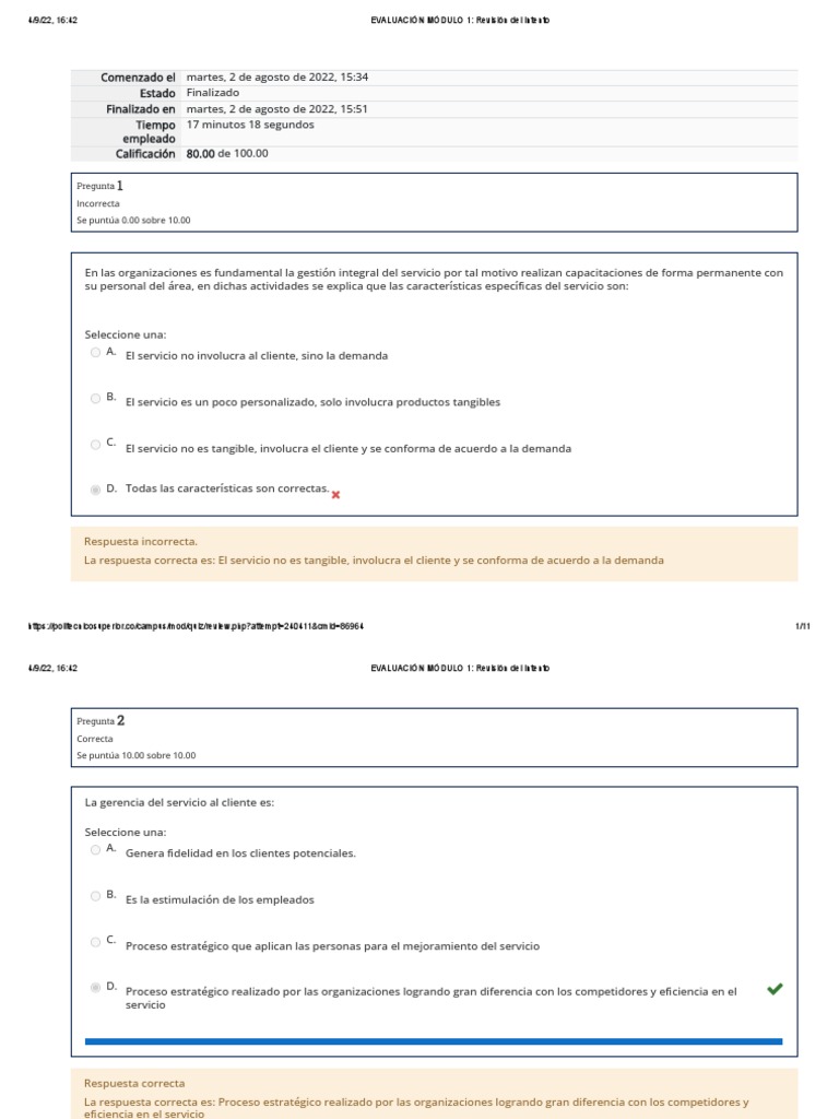 Gestion Integral Del Servicio - EVALUACIÓN MÓDULO 1 | Descargar gratis PDF | Cliente | Business