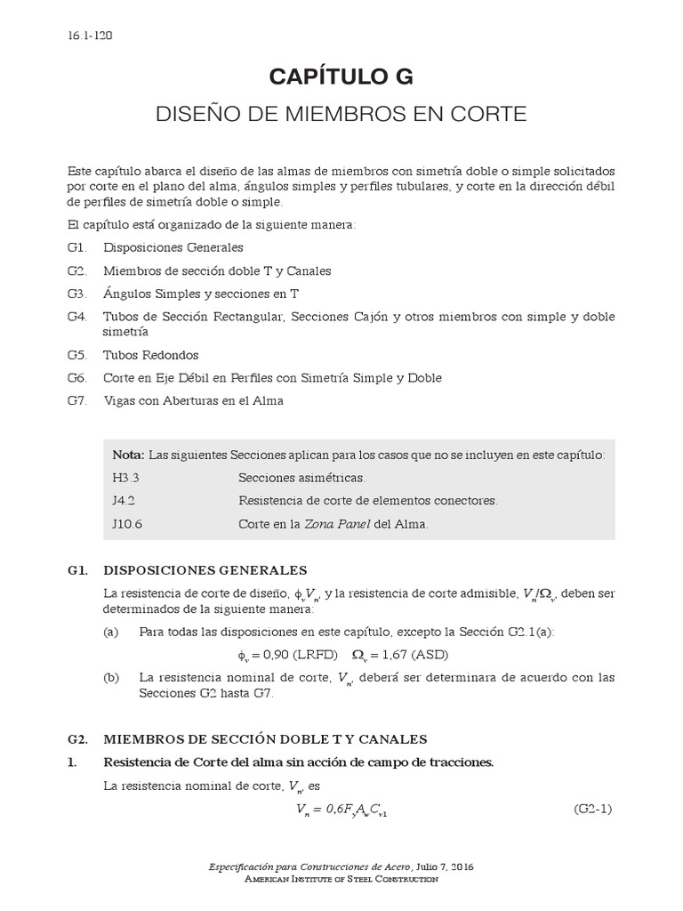 15 Corte AISC 360-1 | PDF | Deformación (Mecánica) | Elasticidad (Física)