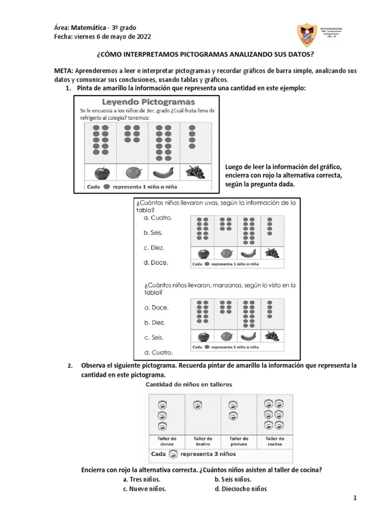 Viernes 06.05 - Pictogramas - Matemática | PDF