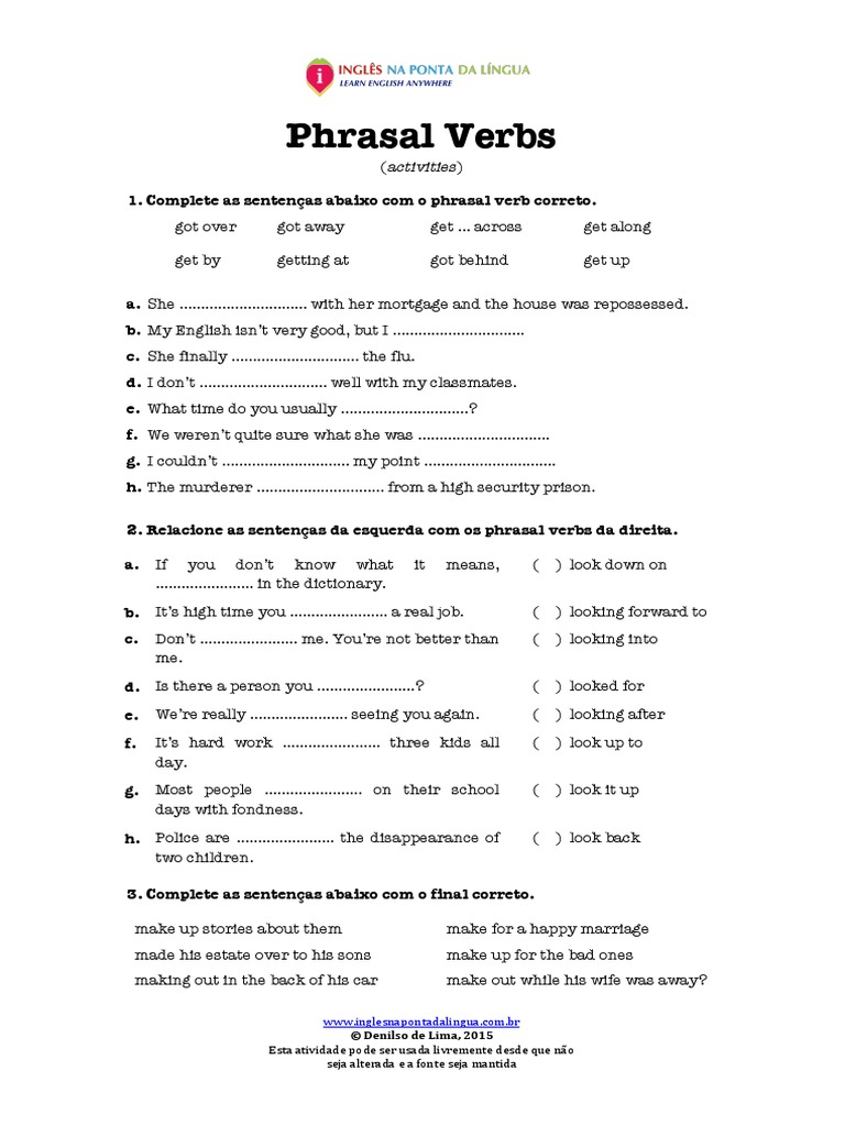 Atividades Com Phrasal Verbs | PDF